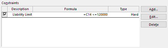 Optimization Constraints