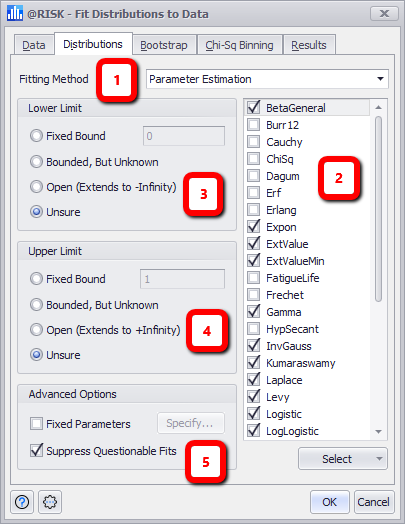 Configuring Distributions for Fit