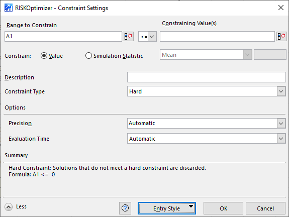 Optimization Constraints